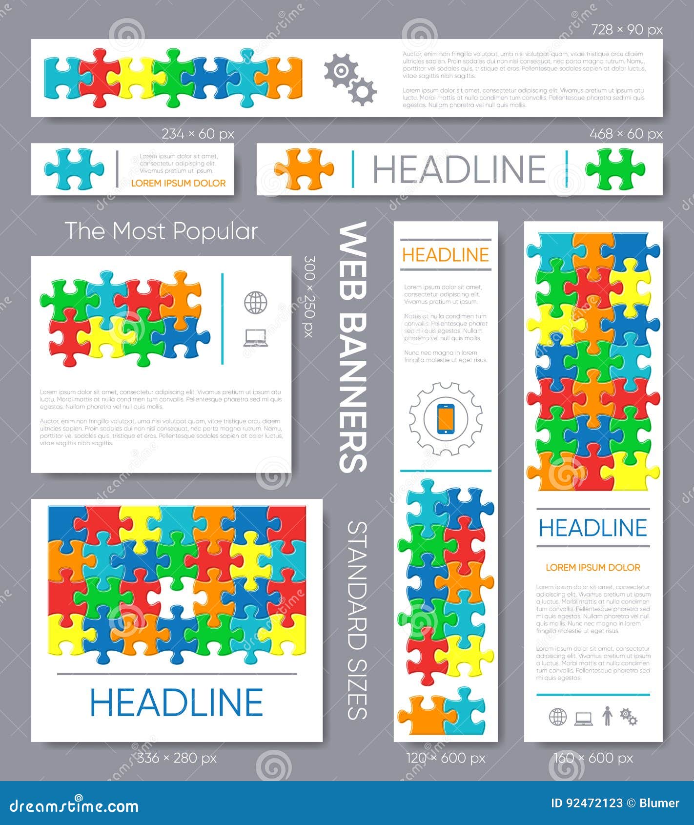 Banner Templates Puzzle Pieces Set Stock Vector - Illustration of ...