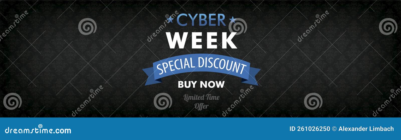 Long Banner Black Cyber Week Special Discount Stock Vector ...