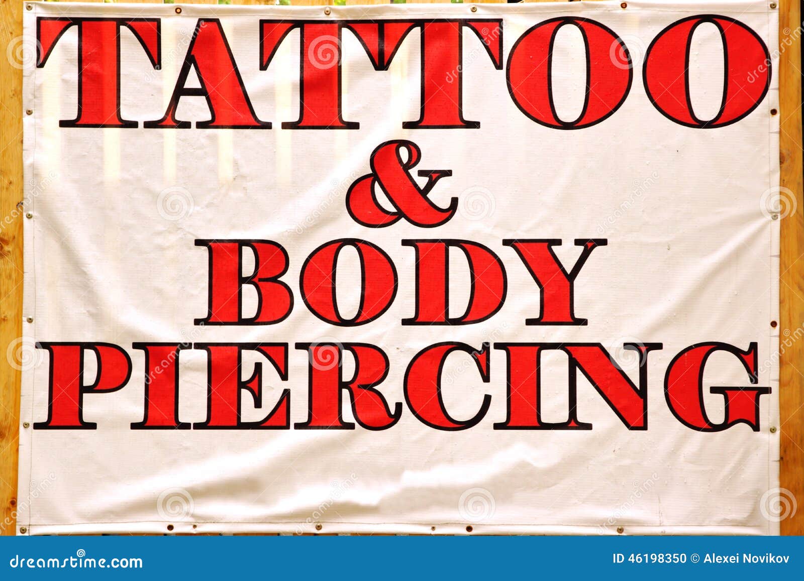 Banner with Text TATTOO & BODY PIERCING Stock Photo - Image of letter ...