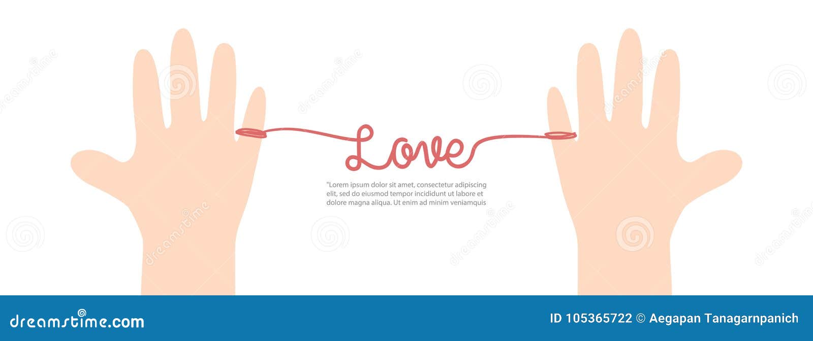 Banner Thread Red Love on White Background Illustration Vector. Stock ...
