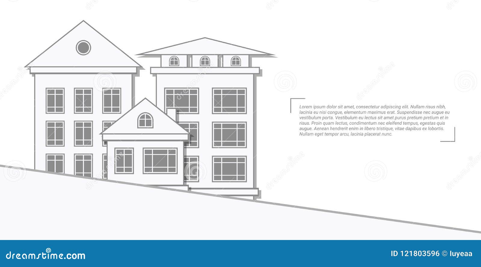 Banner with Three Houses and Sample Text Stock Vector - Illustration of ...
