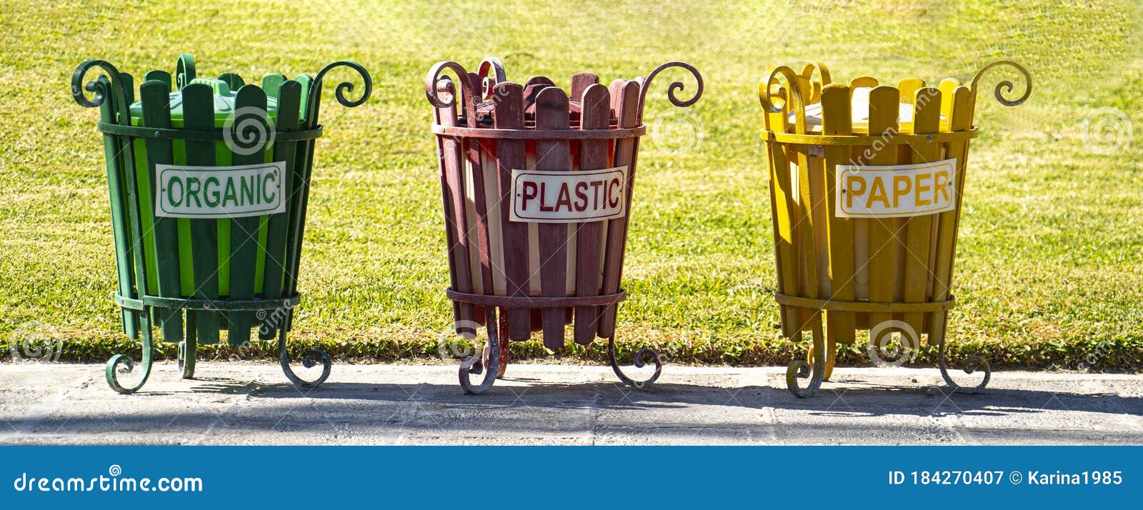 Three Multi-colored Bins for Separate Collection of Garbage Stock Image ...