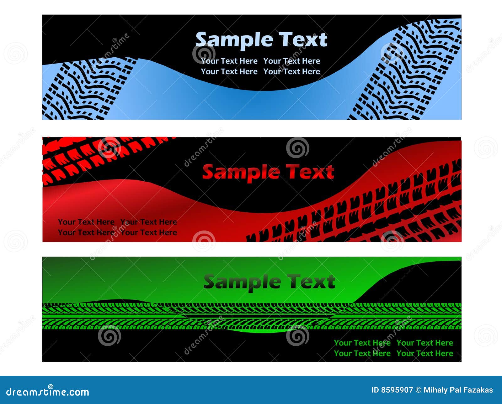 Banner with tire treads stock vector. Illustration of green - 8595907