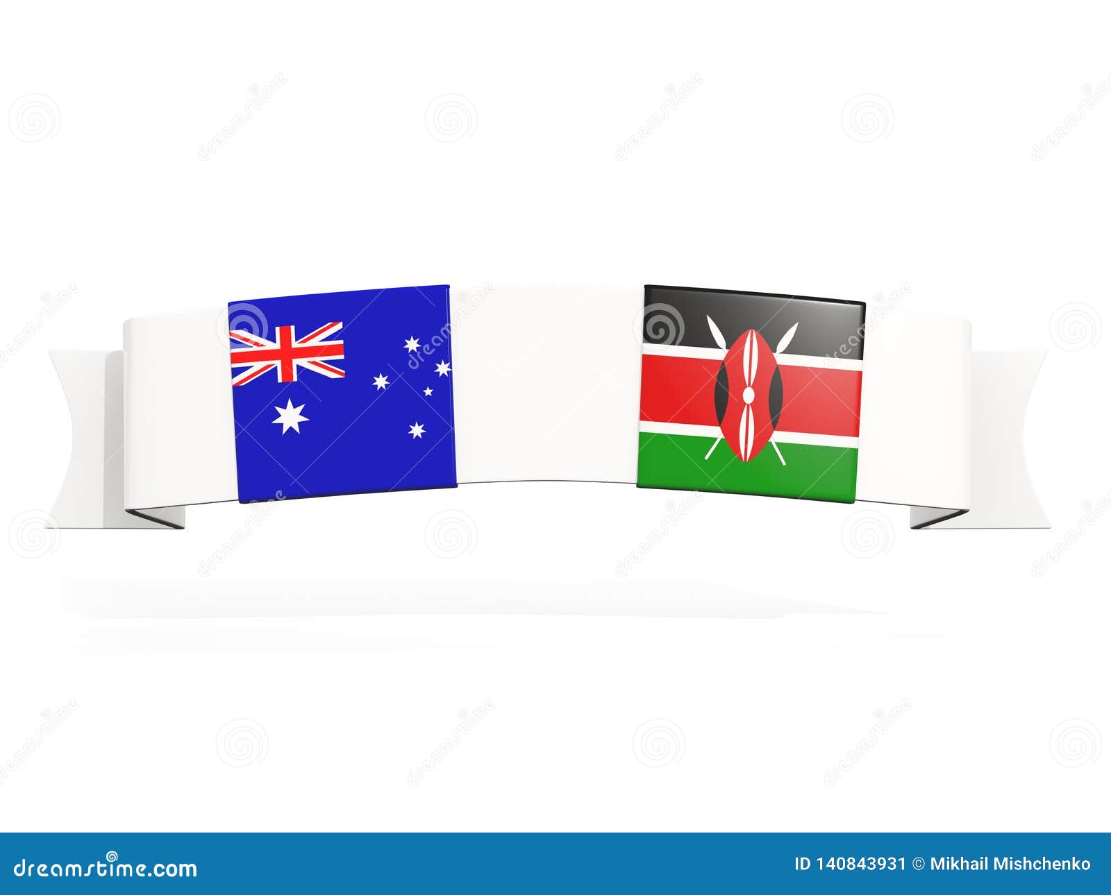 Banner with Two Square Flags of Australia and Kenya Stock Illustration ...