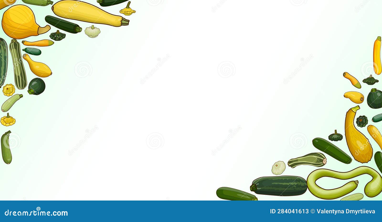 Banner with Types of Summer Squash. Art. Stock Vector - Illustration of ...