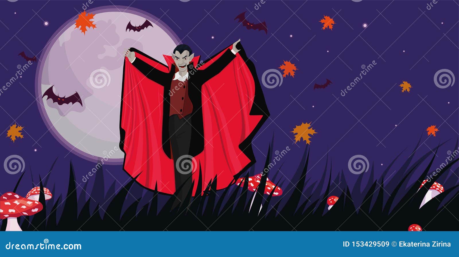 Banner with a Vampire To Halloween. Vector Template Stock Illustration ...