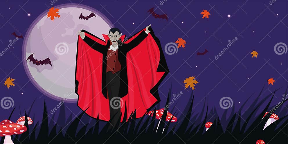 Banner with a Vampire To Halloween. Vector Template Stock Illustration ...
