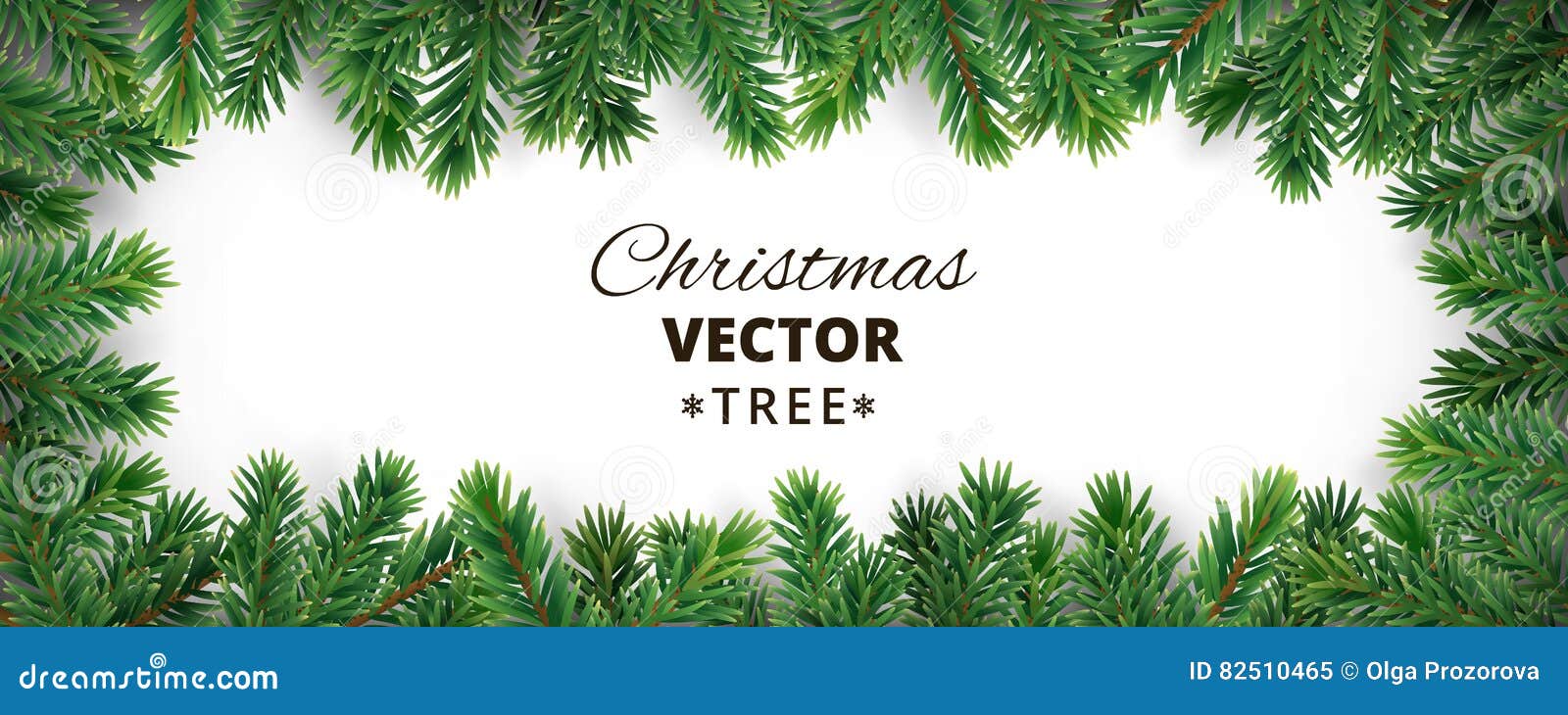 Banner with Vector Christmas Tree Branches and Space for Text. Stock ...
