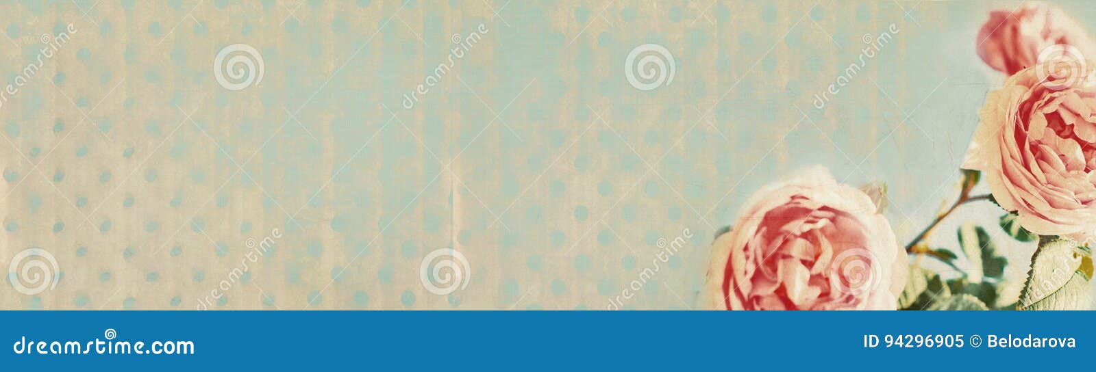 Banner with Vintage Roses Design - Web Header Template Stock ...