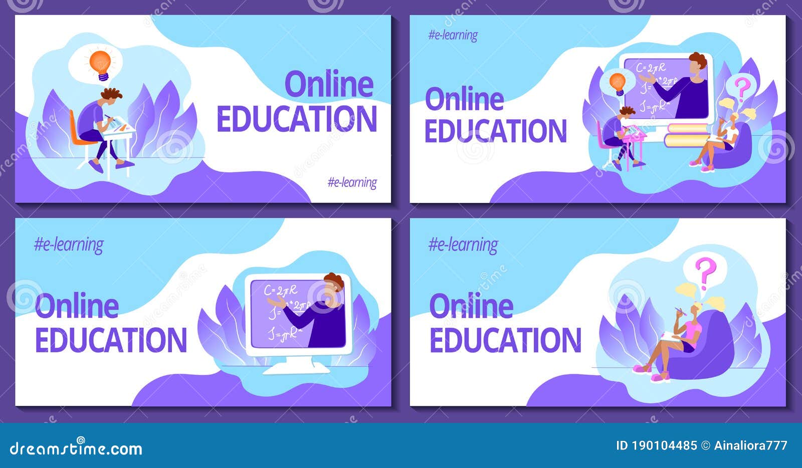 Banner for Web Page Template Set. Gorizontal Header for Website. Online ...