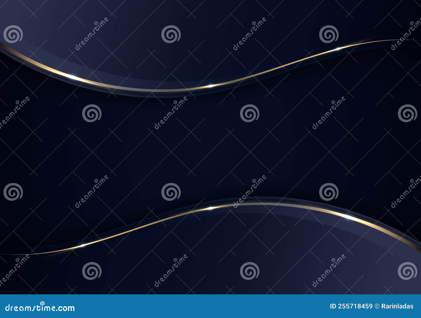 Banner Web Template Abstract Blue and Golden Wave Curved Lines ...