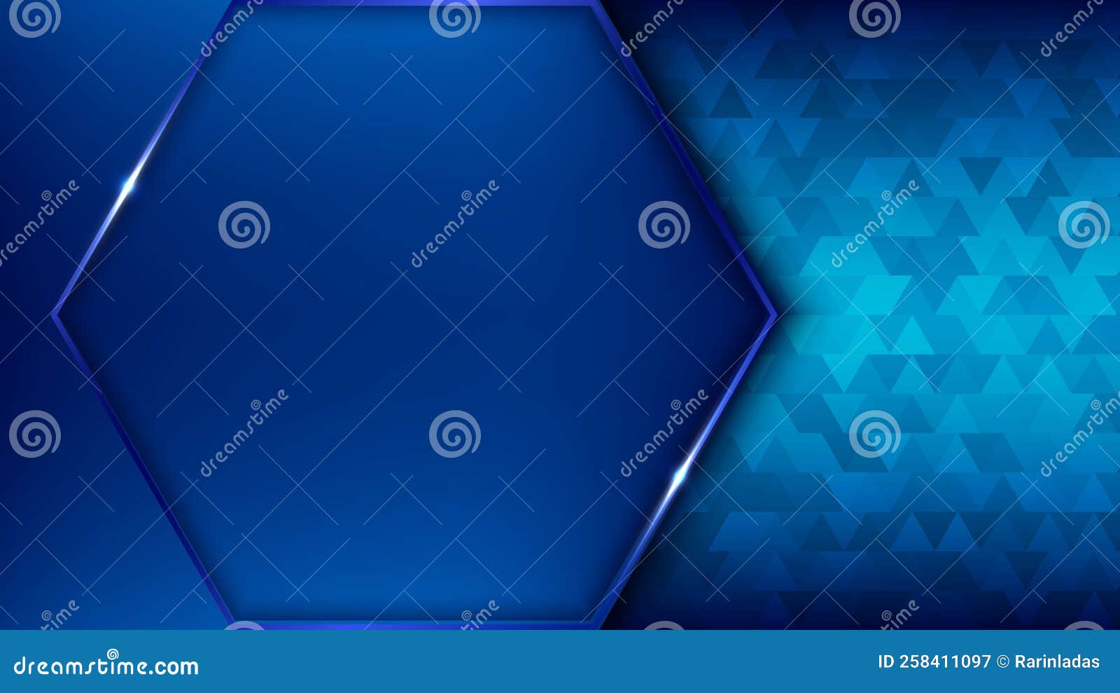 Banner Web Template Technology Style Blue Hexagon Frame with Lighting ...