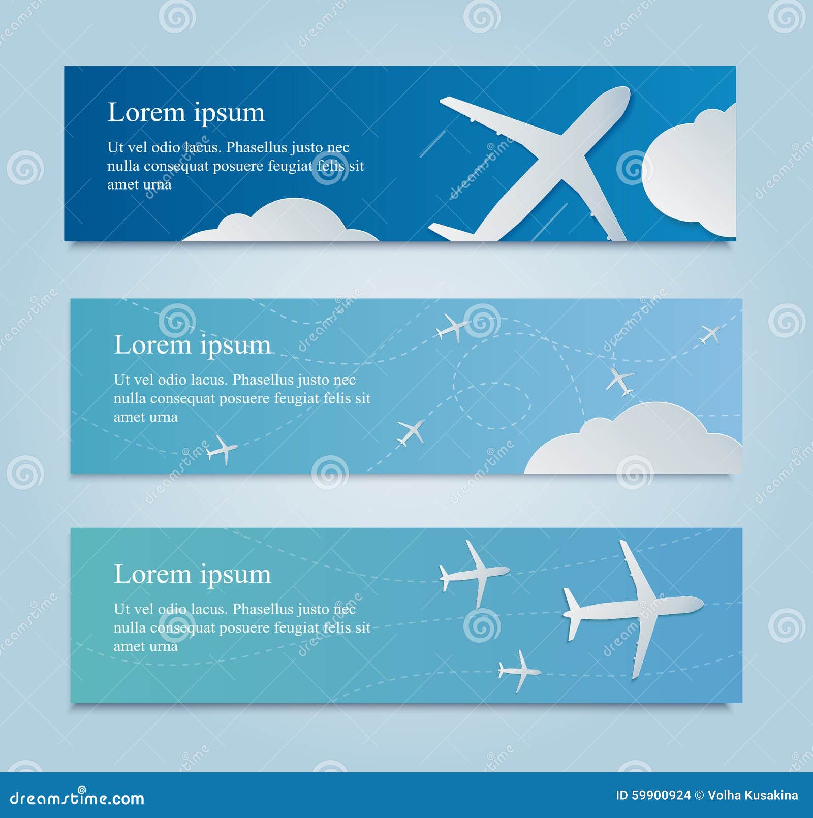 Banner with White Airplane in the Sky. Stock Vector - Illustration of ...