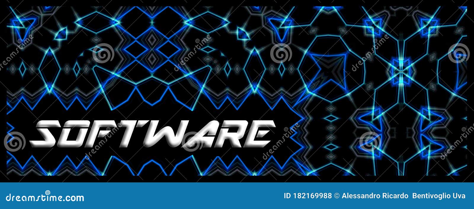 Banner Tech Style `Software` Stock Illustration - Illustration of ...