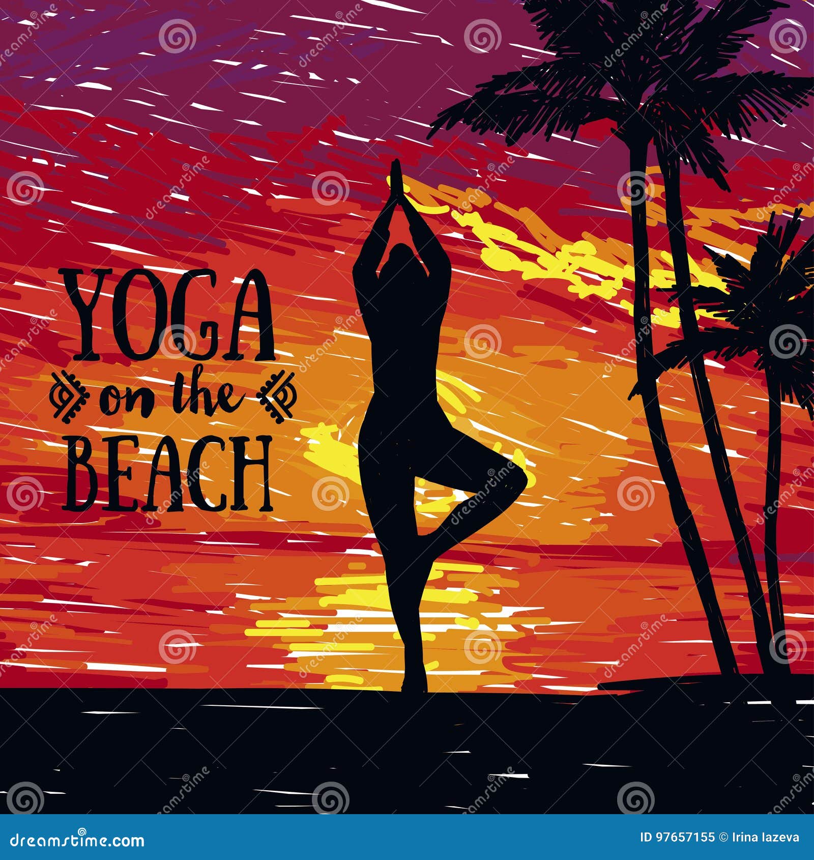 Banner for Yoga Practice on the Beach Stock Vector - Illustration of ...