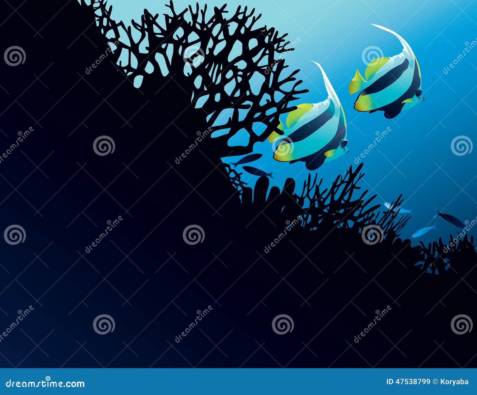 Bannerfish in corals stock vector. Illustration of coral - 47538799