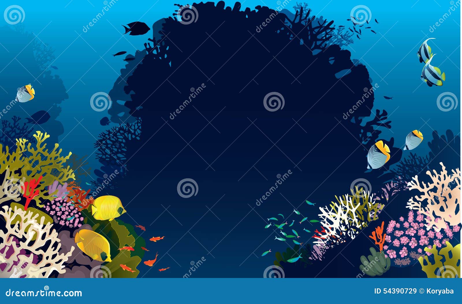 Bannerfish in corals stock vector. Illustration of nature - 54390729