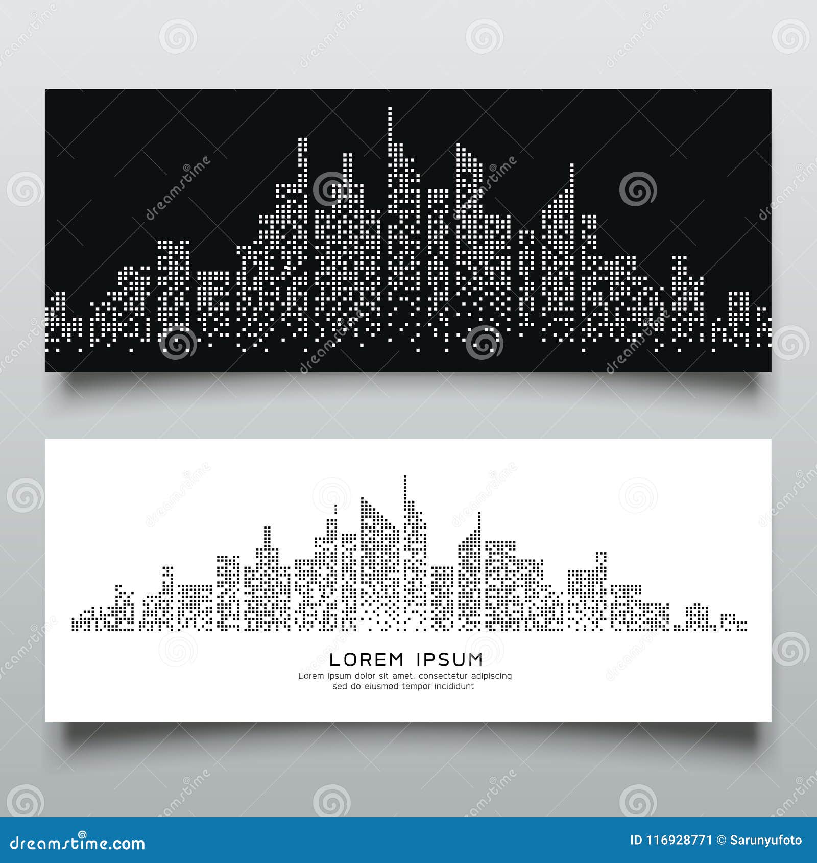 Banners Abstract Building Dot Black and White Design Stock Vector ...