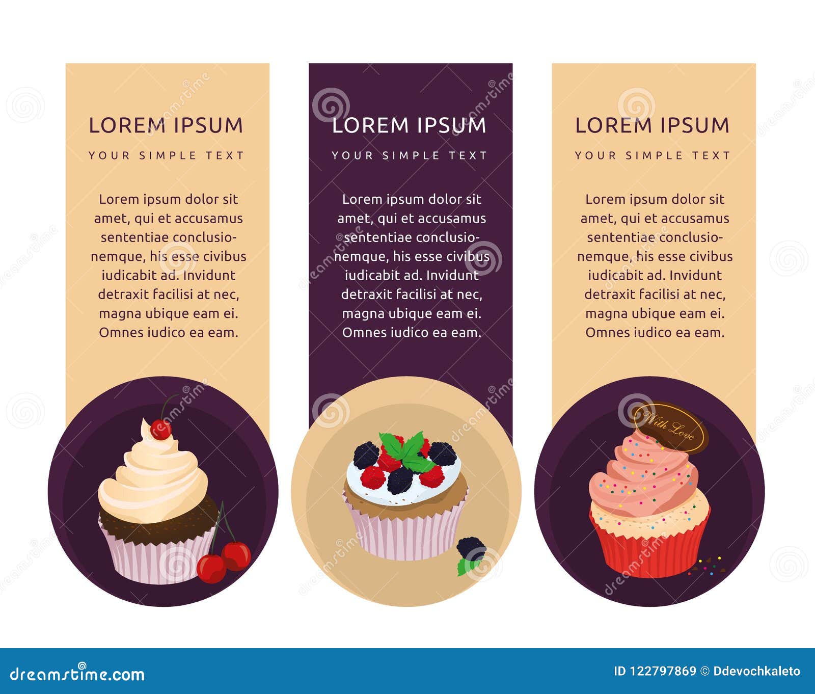 Banners with cakes stock vector. Illustration of cherry - 122797869