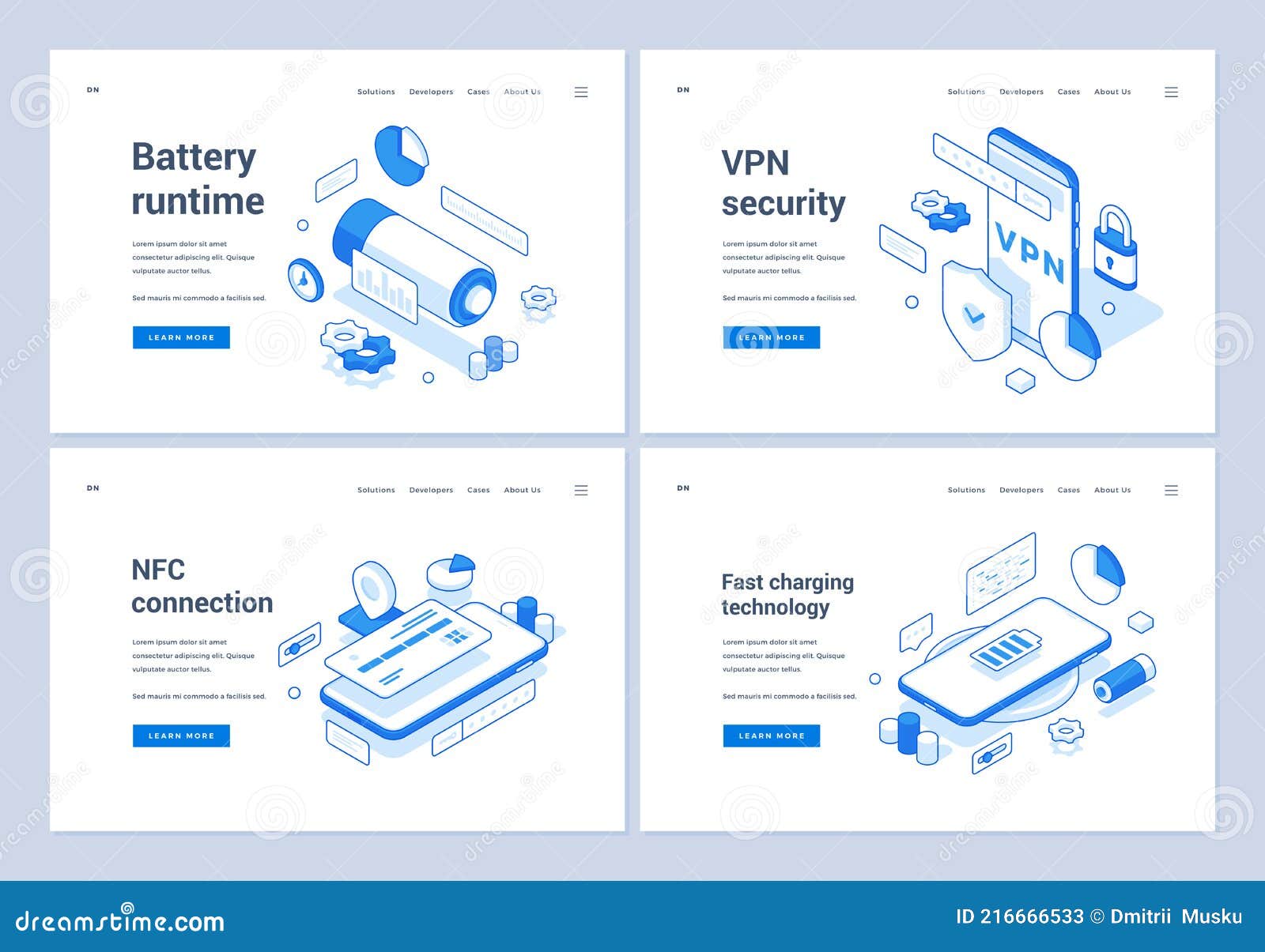 Banners for Assorted Modern Mobile Technology Features Stock Vector ...