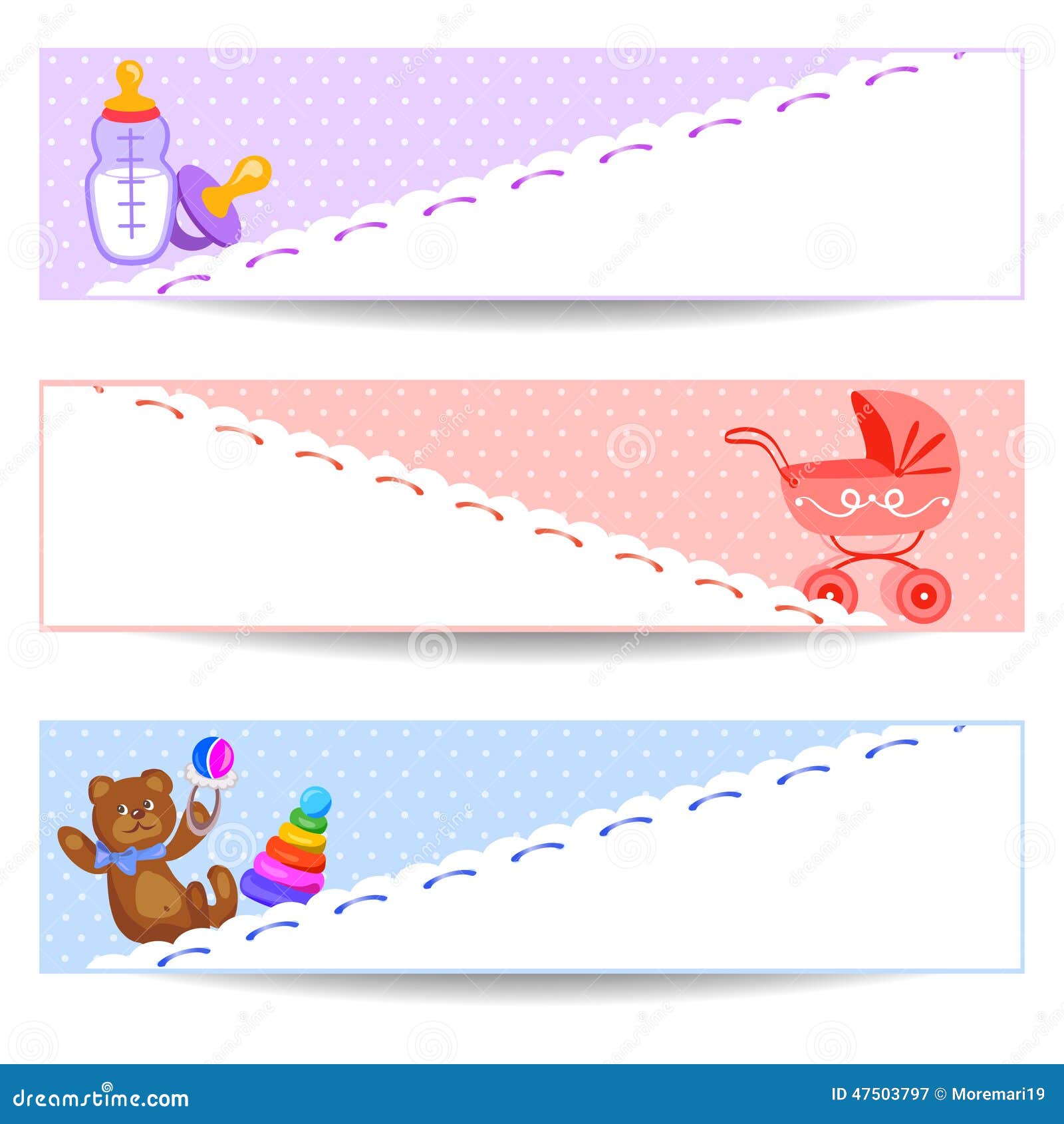 Banners with baby items stock vector. Illustration of pattern - 47503797