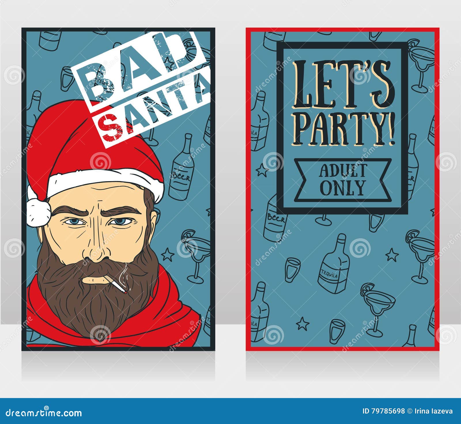 Banners for Bad Santa Party Stock Vector - Illustration of mustache ...
