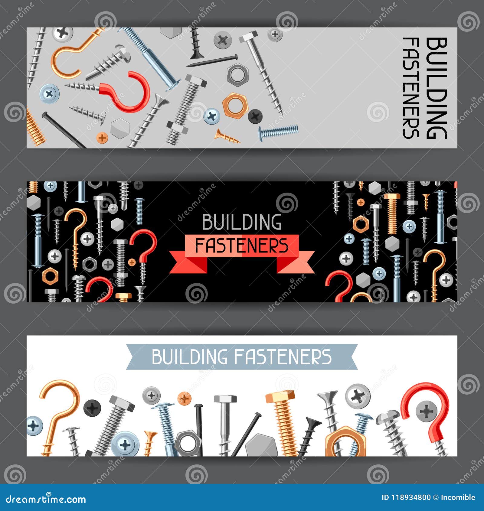 Banners with Bolts Nuts Nails. Stock Vector - Illustration of fastener ...