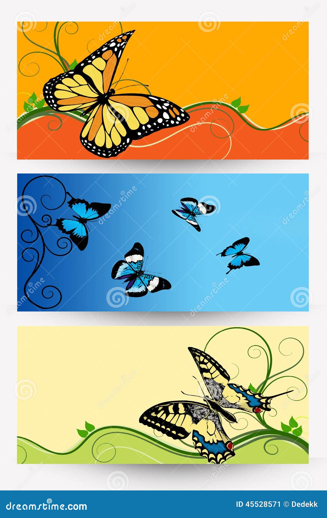 Banners with butterflies stock illustration. Illustration of elegant ...