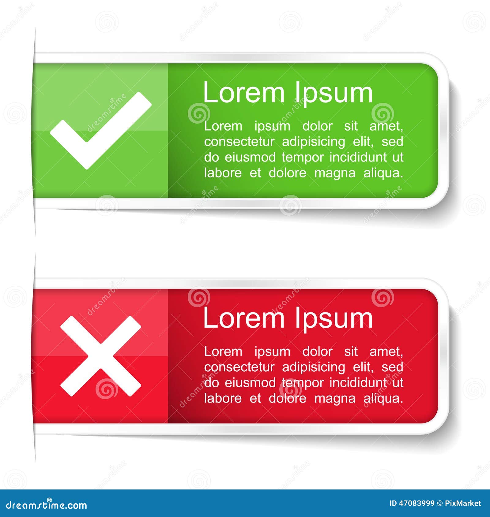 Banners with Check and Cross Marks Stock Vector - Illustration of cross ...