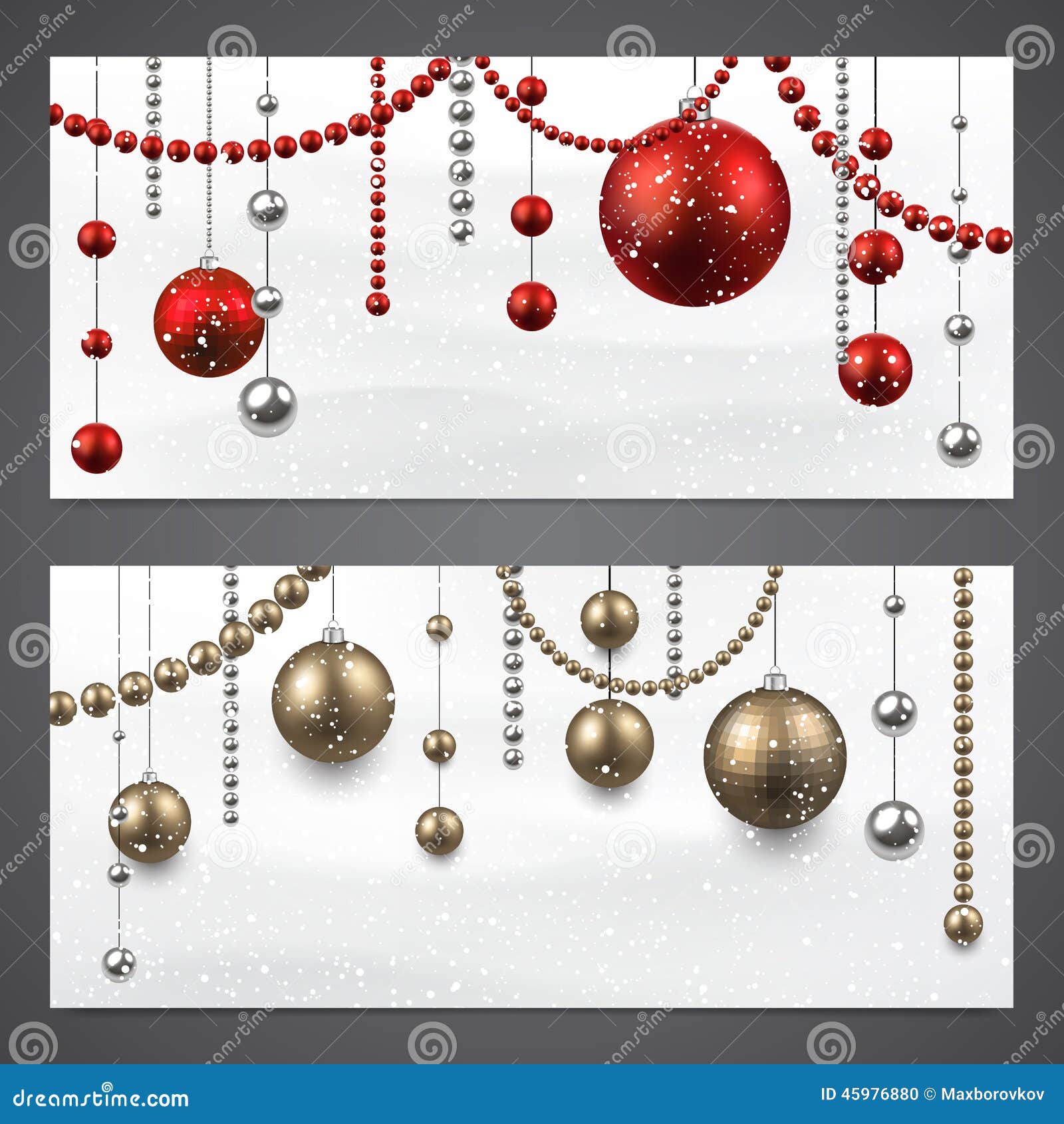 Banners with Christmas Baubles. Stock Vector - Illustration of year ...
