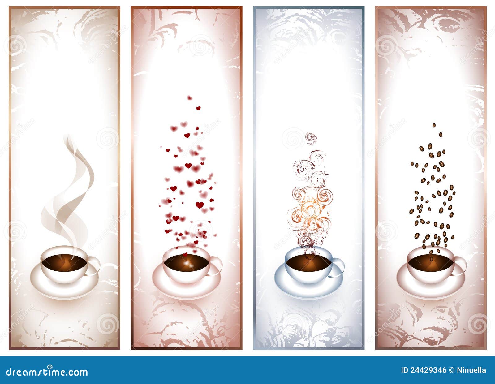 Banners with coffee cups stock vector. Illustration of steam - 24429346