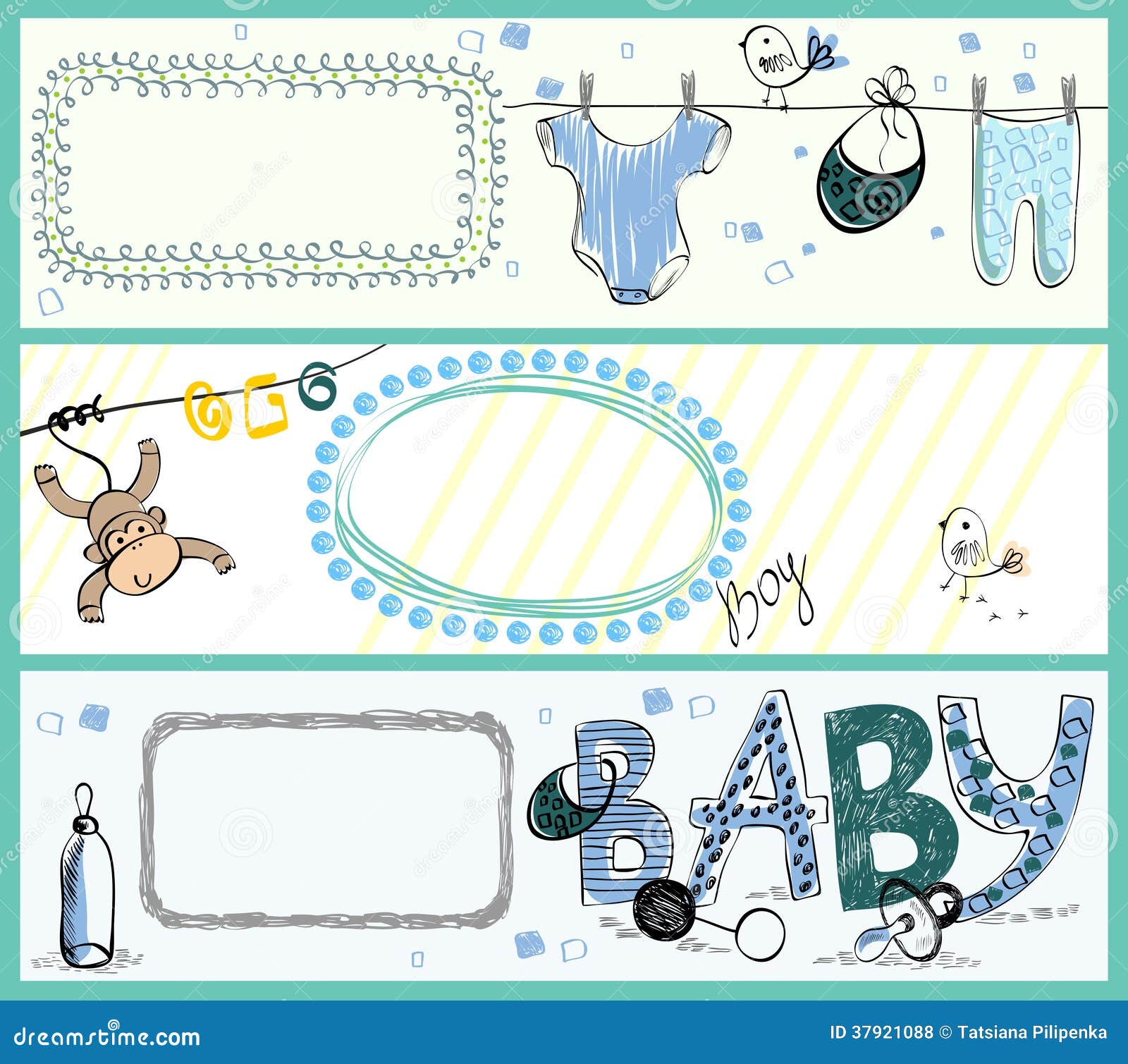 Banners stock vector. Illustration of doodle, cute, birthday - 37921088