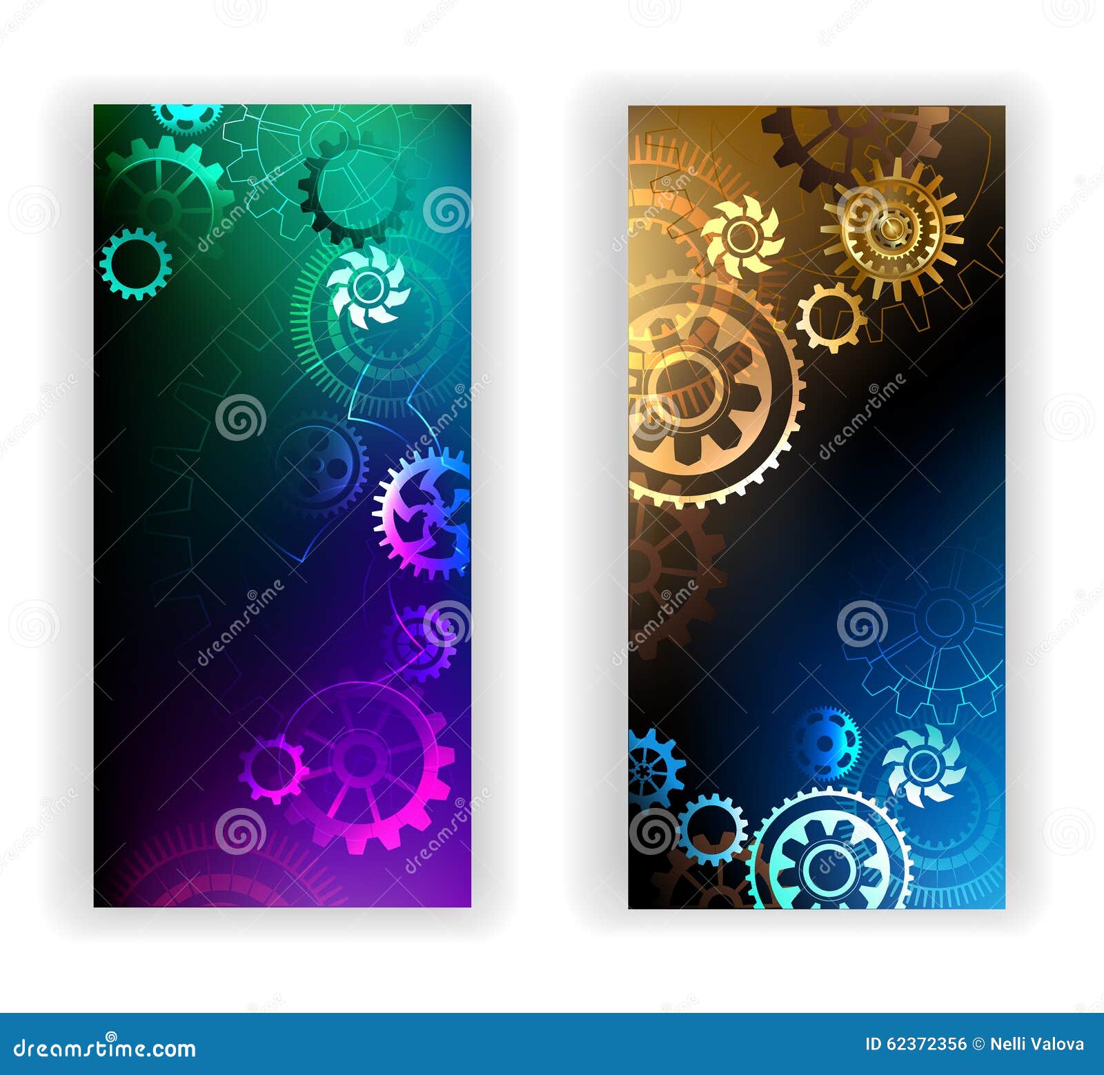 Banners With Gears In The Form Of Metal Wings. Logo Vector Illustration ...