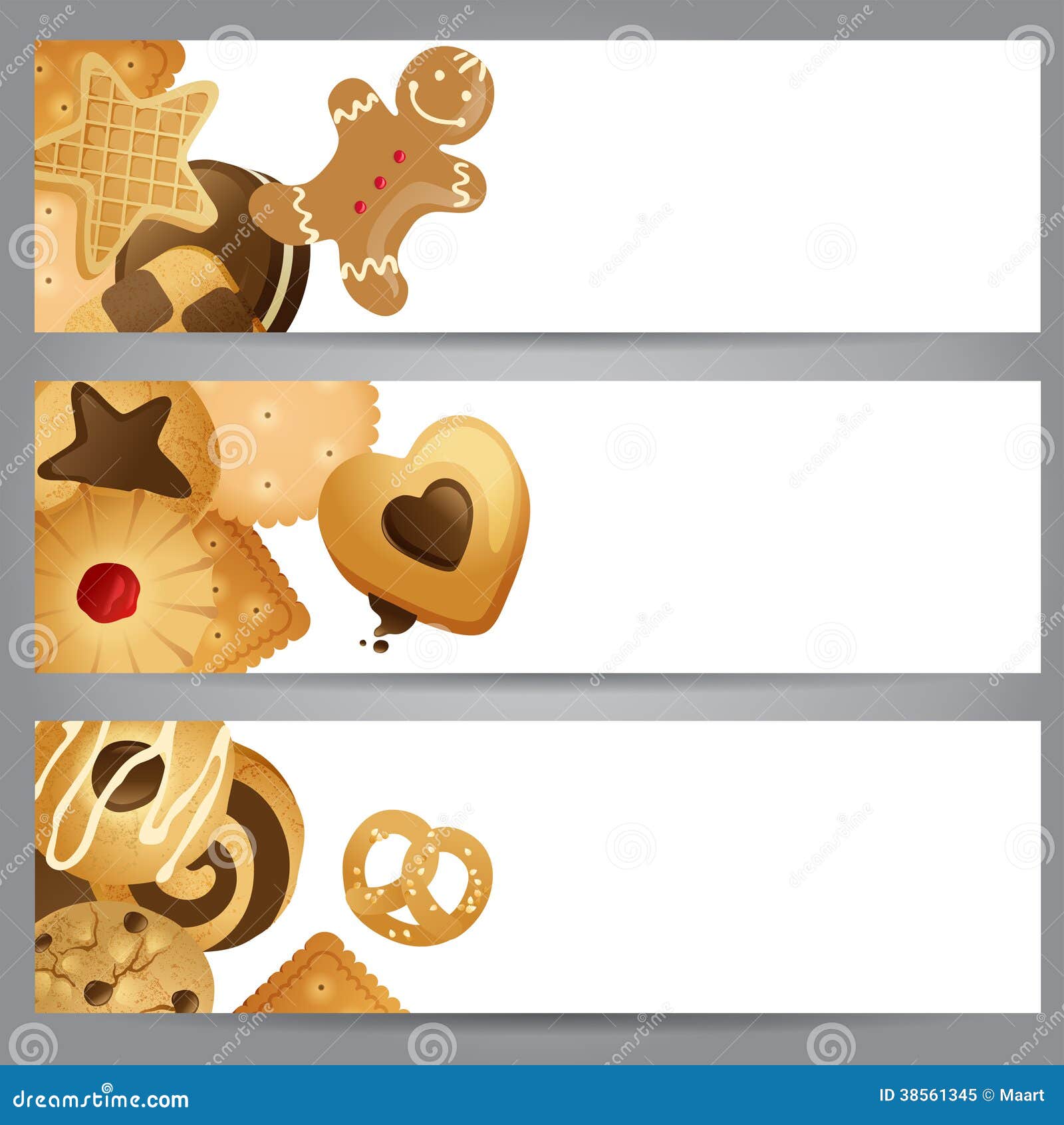 3 banners with cookies stock vector. Illustration of homemade - 38561345