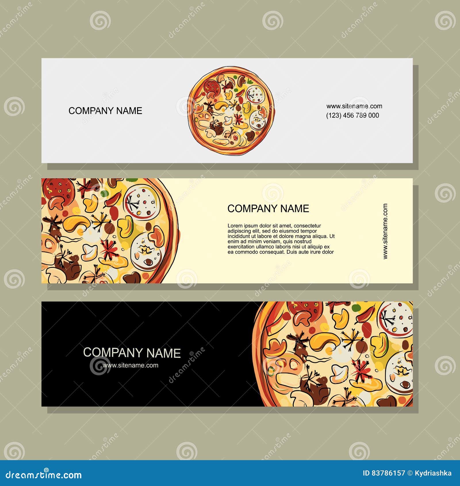 Banners Design with Pizza Sketch Stock Vector - Illustration of cook ...