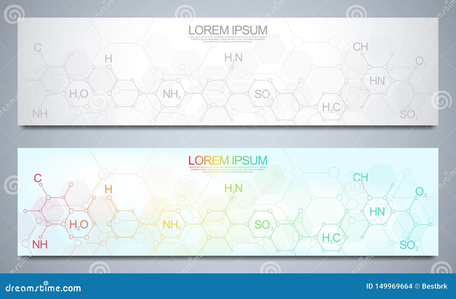 Banners Design Template and Headers for Site with Abstract Chemistry ...