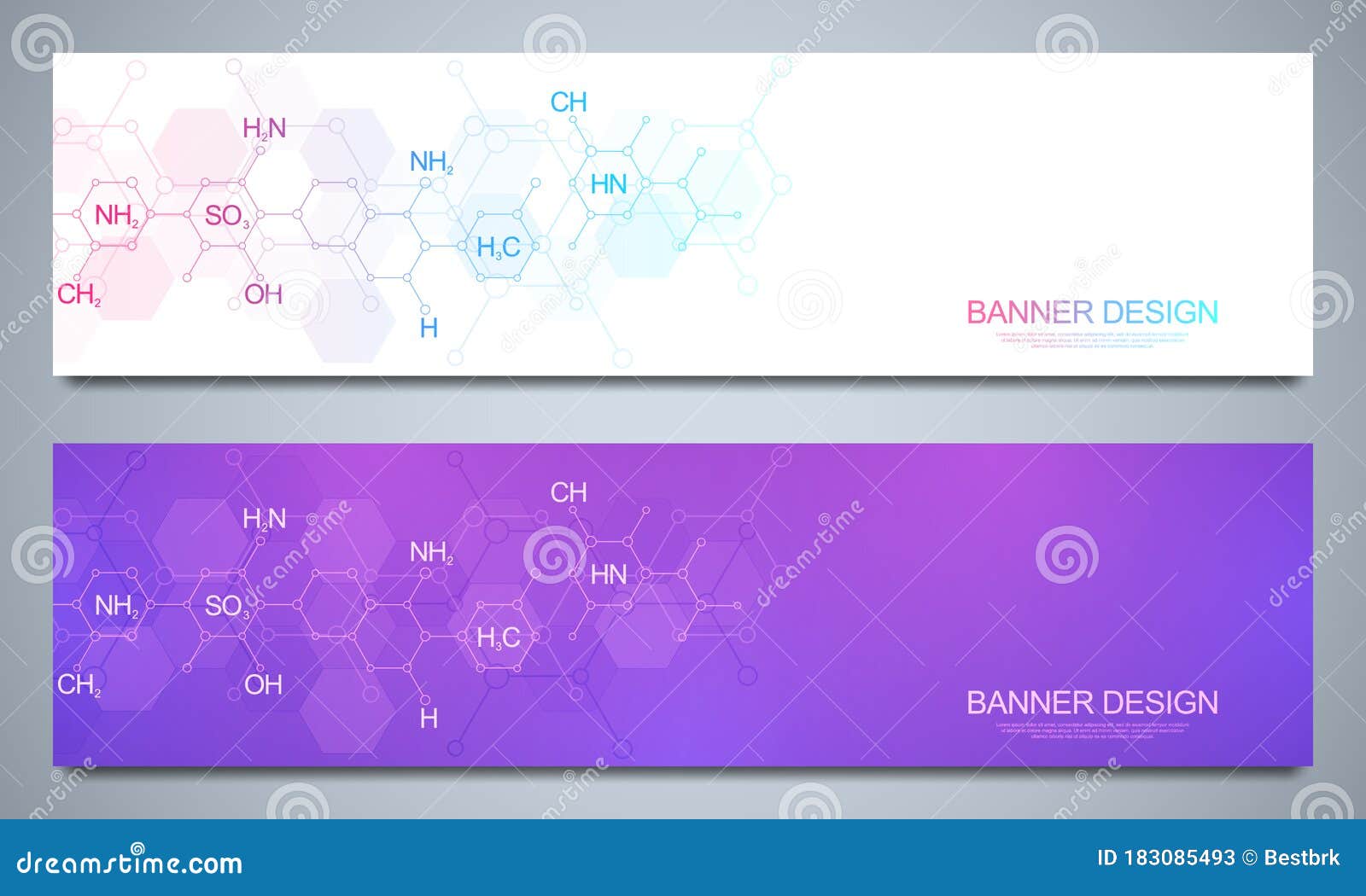 Banners Design Template and Headers for Site with Abstract Chemistry ...