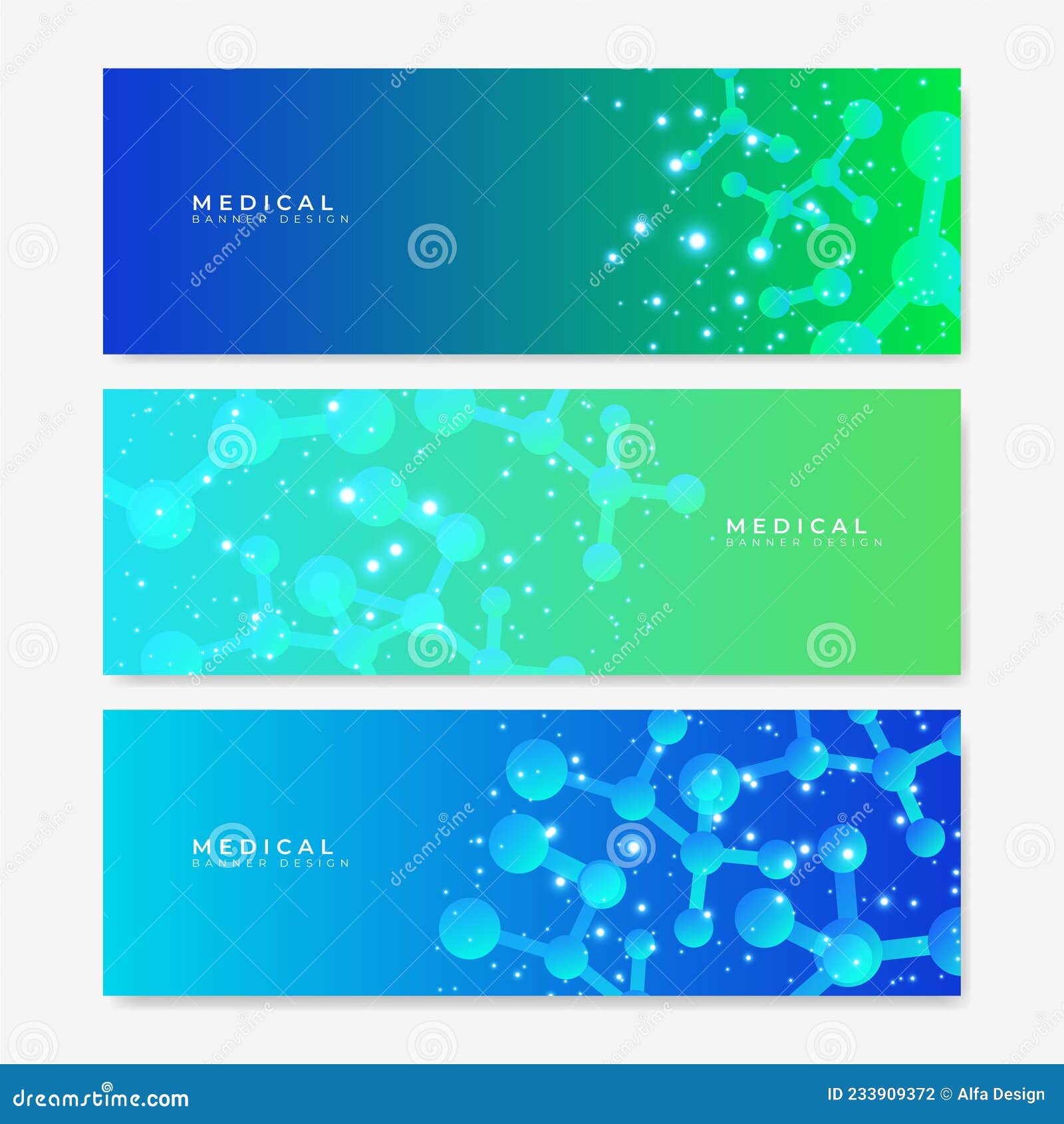Banners Design Template and Headers for Site with Molecular Structures ...