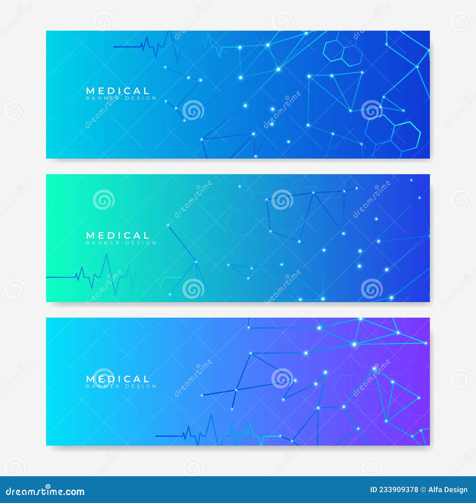 Banners Design Template and Headers for Site with Molecular Structures ...