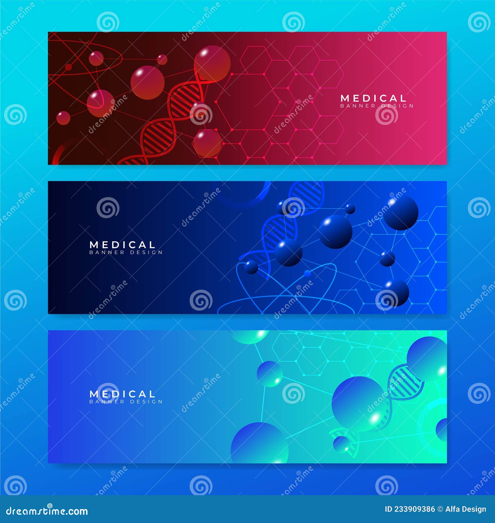 Banners Design Template and Headers for Site with Molecular Structures ...