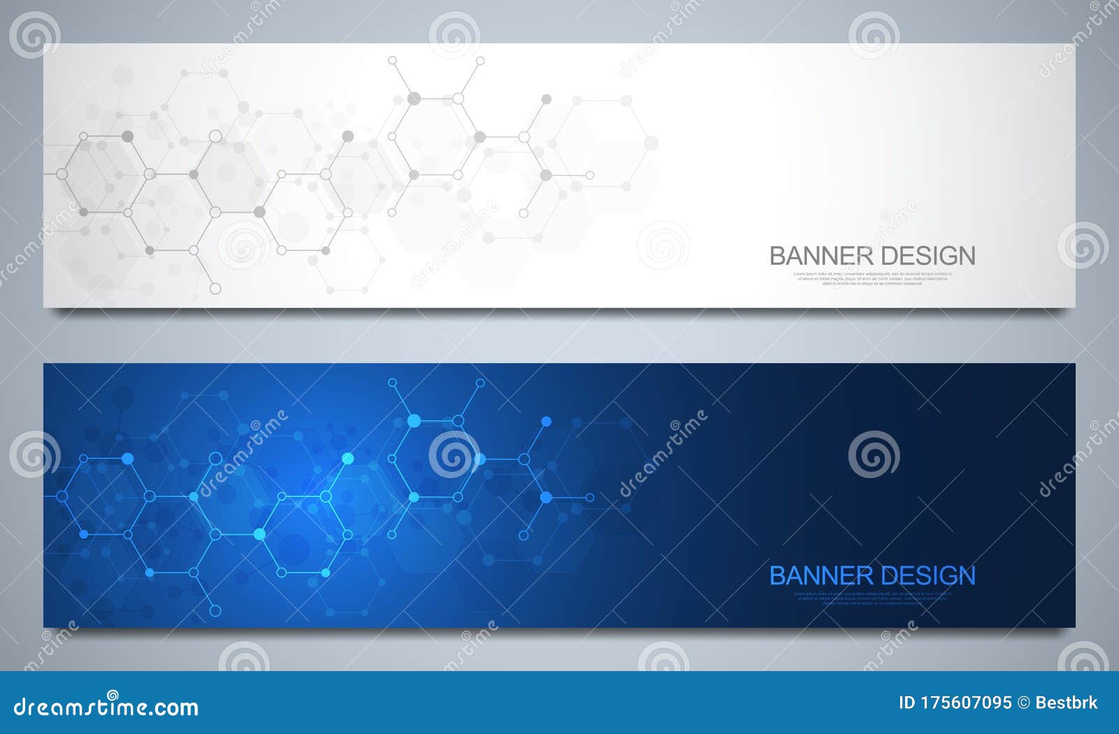 Banners Design Template and Headers for Site with Molecular Structures ...