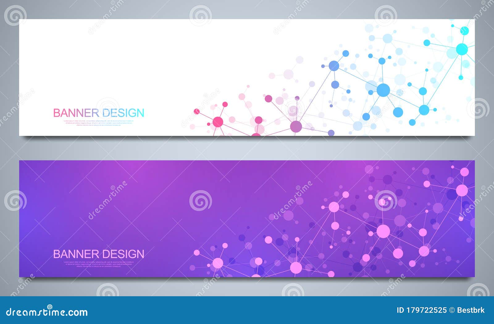 Banners Design Template with Molecular Structures and Neural Network ...