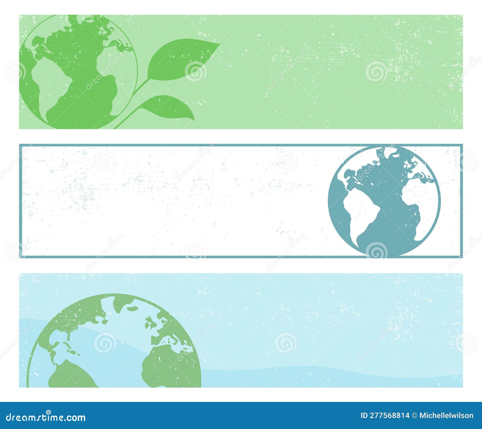 A Set of Three Earth Banners in Grunge Texture Stock Vector ...