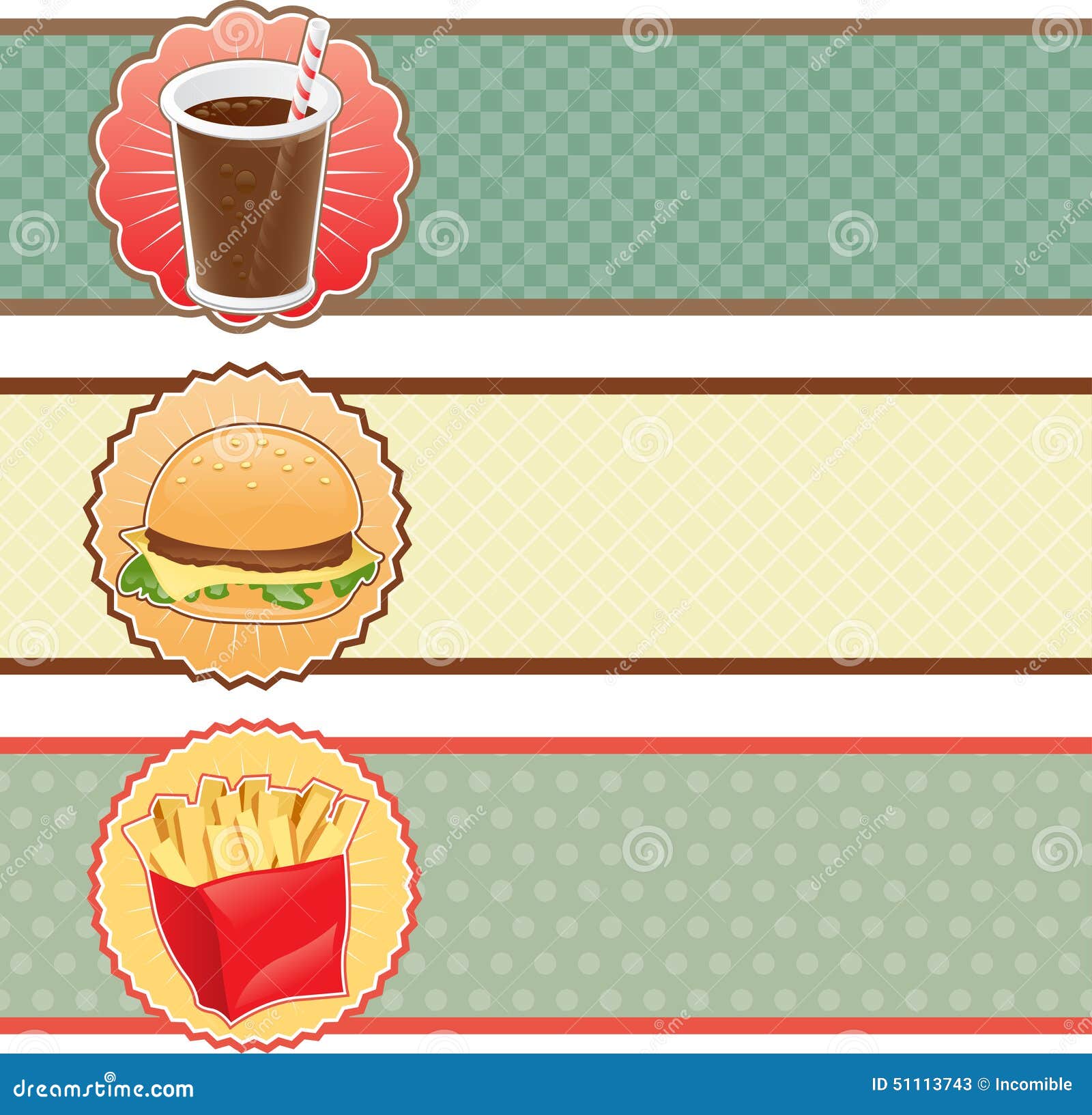 Banners Of Fast Food Sketch Design. Hand Drawn Illustrations. Splash ...