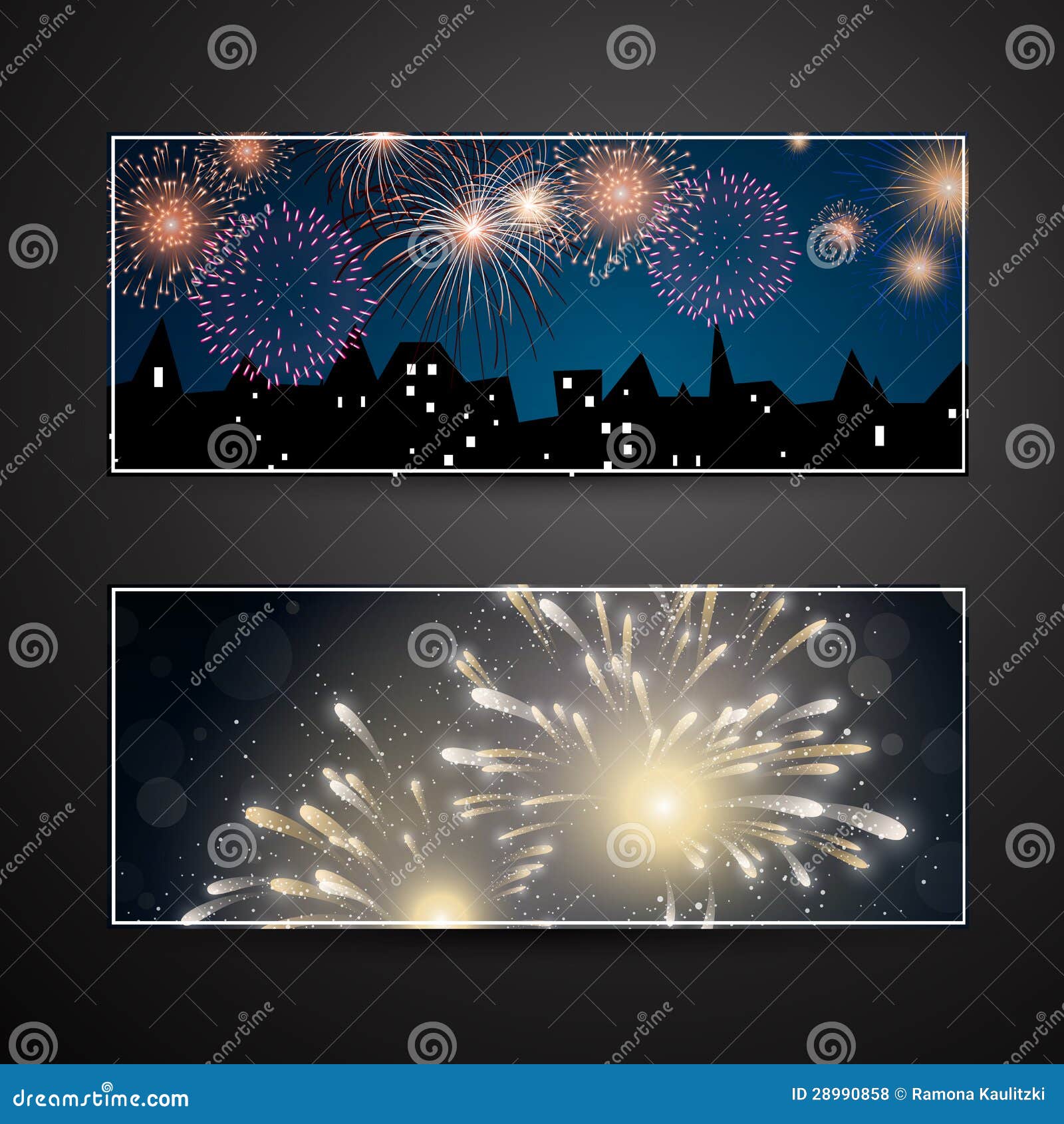 Banners with Fireworks stock illustration. Illustration of night - 28990858