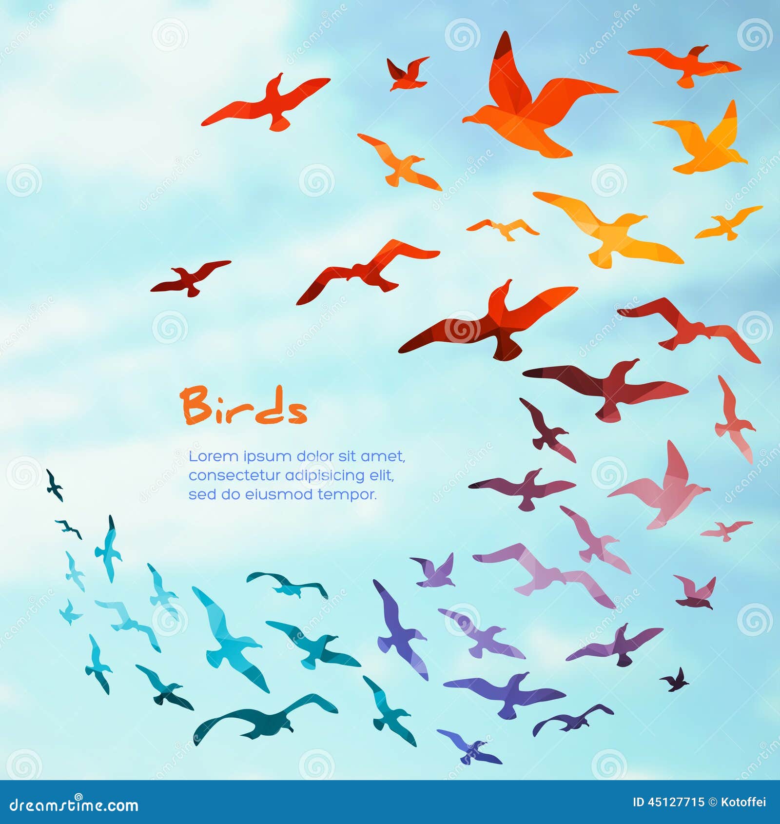 Banners with Flying Birds Silhouettes. Stock Vector - Illustration of ...