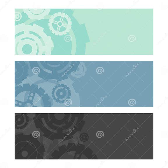 Banners with Gears Background Stock Vector - Illustration of banner ...