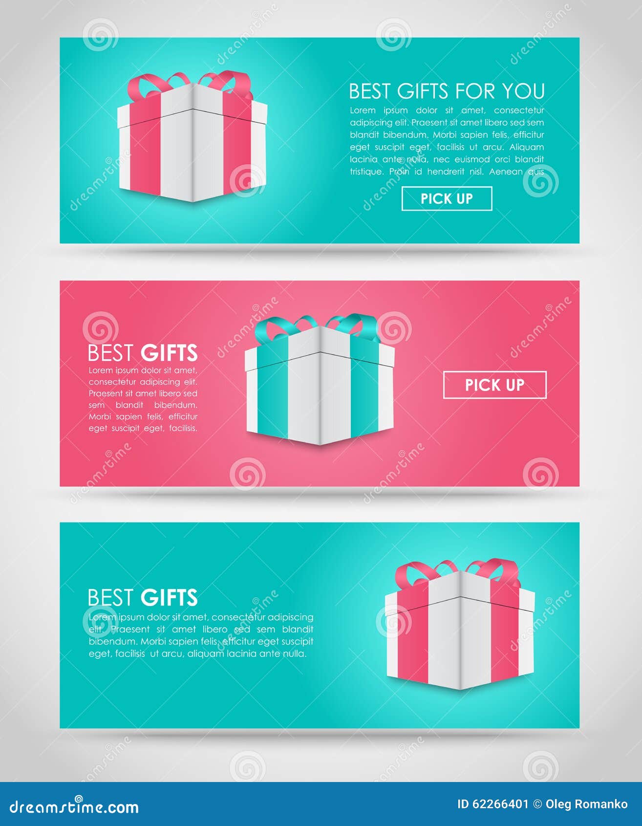 Banners with Gift Box stock vector. Illustration of website - 62266401