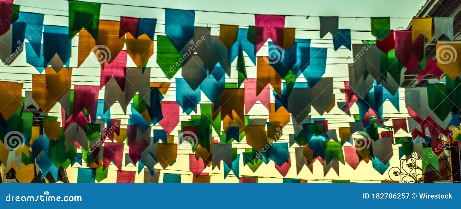 Banners Hanging from the Ropes in the Streets Stock Image - Image of ...