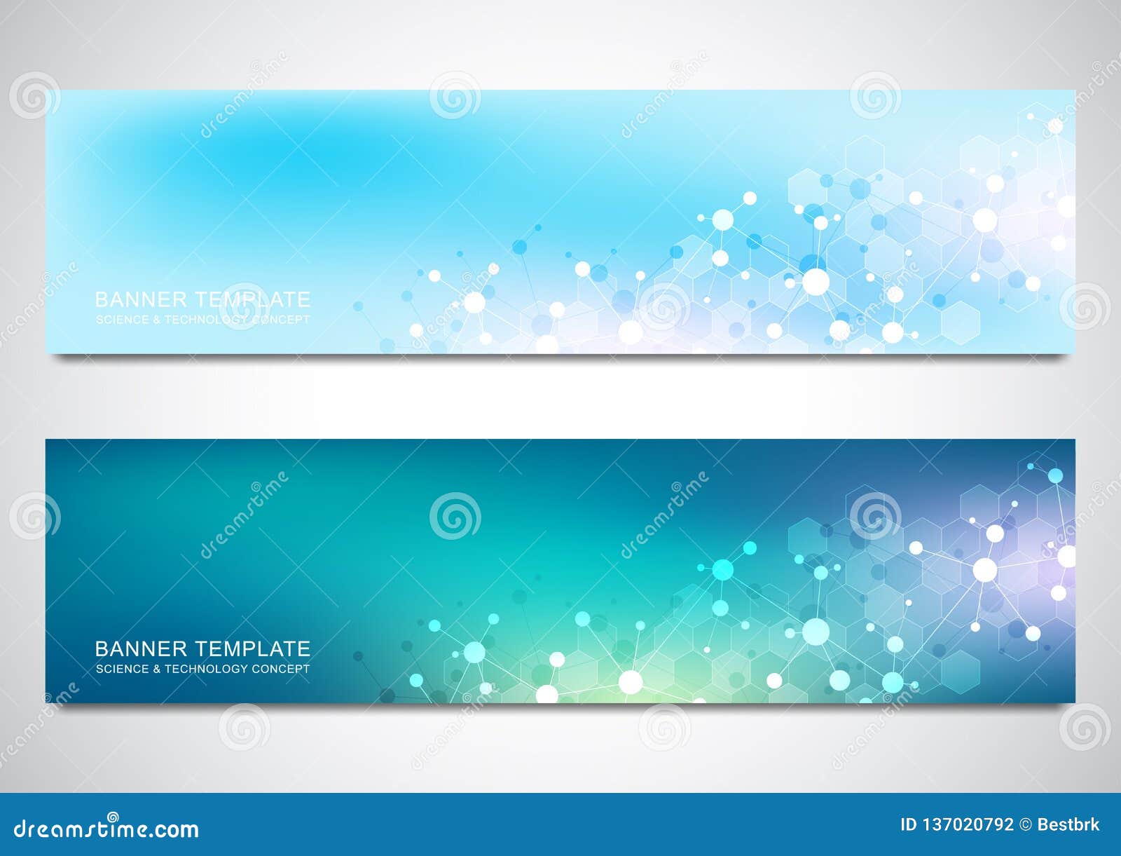 New Molecule Headers Footers Templates Set Vector Illustration ...